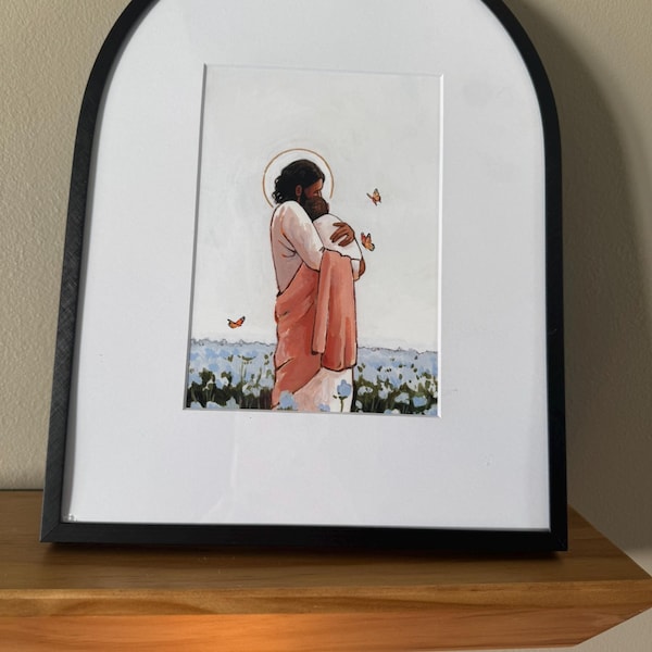 Among the Forget Me Nots- Jesus Holding Angel Baby Art Print, Pregnancy ...