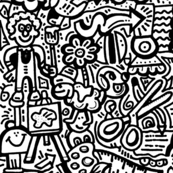 Whimsical Doodle Art Print Hand Drawn Doodles Chicken and Egg Doodle ...