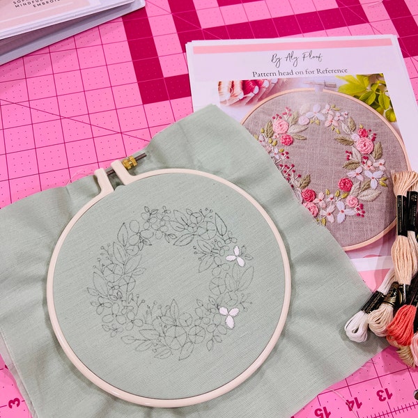 Blushing Blooms Modern Embroidery PDF Pattern, Digital Download Artwork ...