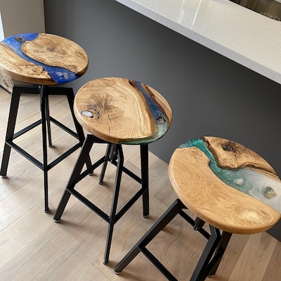 Bespoke Handmade Elm and Resin Stool - Etsy