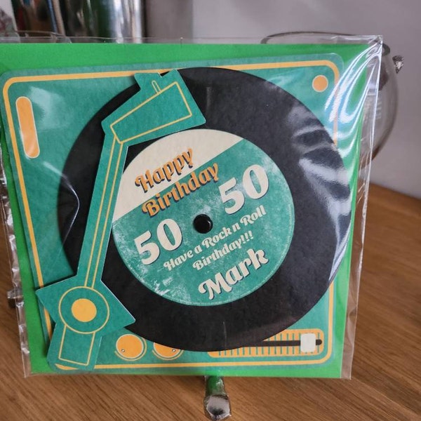 Personalised Record Player Birthday Card, Custom Birthday Card, Musical ...