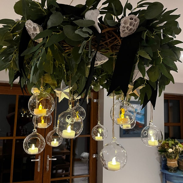 Large Willow Wicker Arch Eco Wedding Chandelier 60cm, 70cm, 80cm, 90cm ...