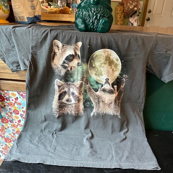 Three Raccoons Retro Graphic T-shirts, Vintage Comfort Colors® Raccoon ...