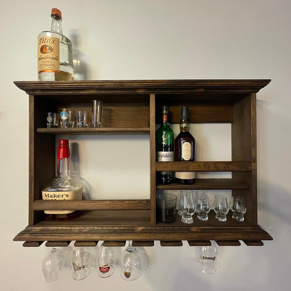 Mini Bar, Red Mahogany Stain, Wine Rack, Liquor Cabinet, Minimalist ...