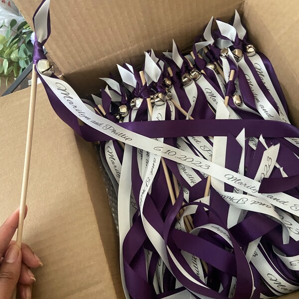 75 Ribbon Wands Send off Ideas Ceremony Exit Wedding Ribbon Favors With ...