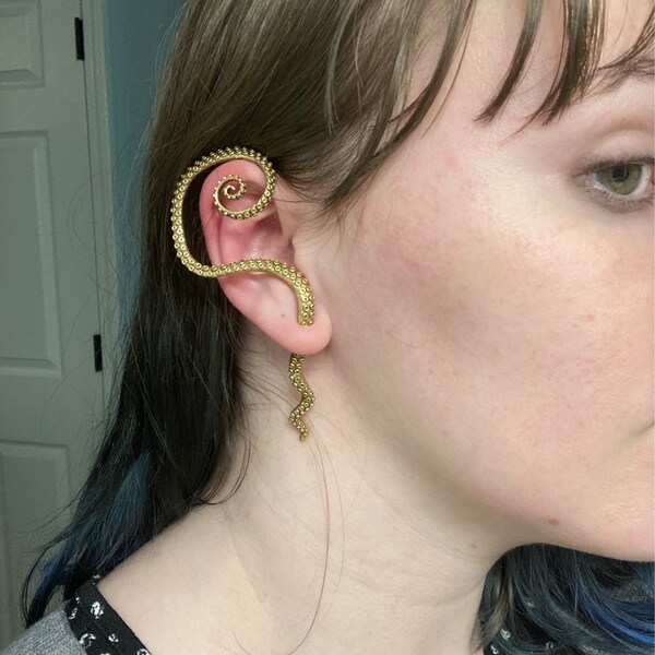 Octopus Tentacle Ear Cuff, Octopus Tentacle Ear Cuff, Ear Cuff, Octopus ...