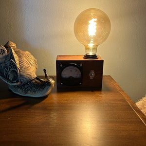 Meter Wood Lamp With Edison Bulb. Personalized Original Voltmeter and ...