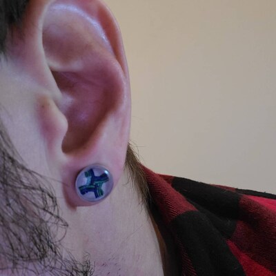 Clear Blue Butterfly Ear Plugs/ Gauges for Stretched Ears. Double ...