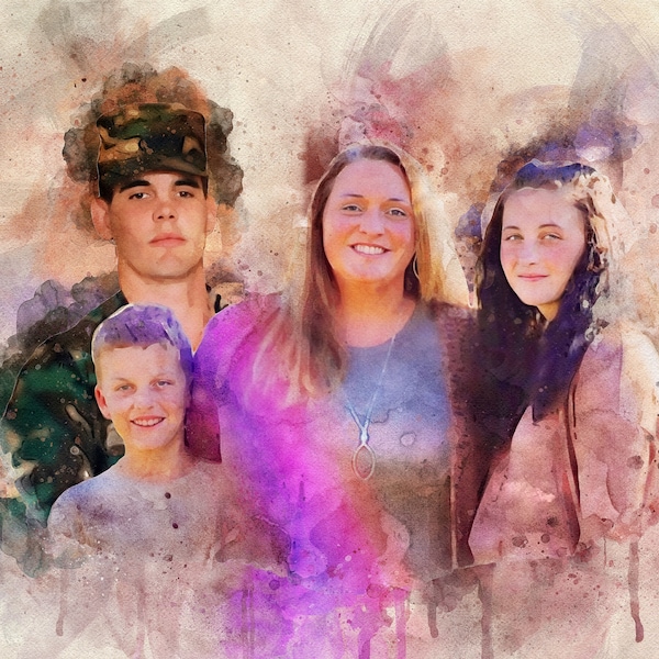 Painted Family Portrait, Loss of Father Gift for Daughter, Memorial ...