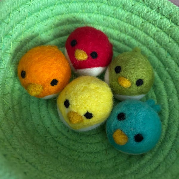 Spring Bird Chick Felt Shapes- Set of 5- 1.5x2"- NEST NOT INCLUDED ...
