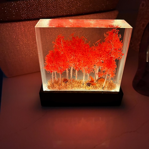 Living Wall With Waterfall Resin Lamp for Nature Lover, Unique 3d Art ...