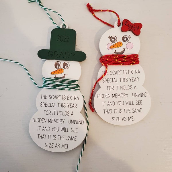 Christmas Ribbon Height Snowman Ornament | Personalized Ornament ...