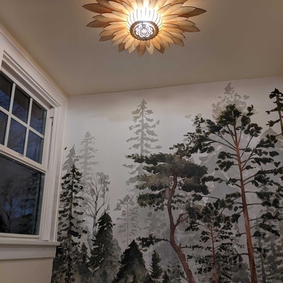 Wood Flower Ceiling Light, DAISY Pendant Light Fixture, Wood Pendant ...