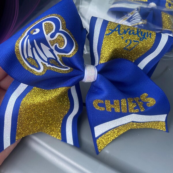You Choose Colors & Custom Imprint / Design Cheer Bow / Glitter - Etsy