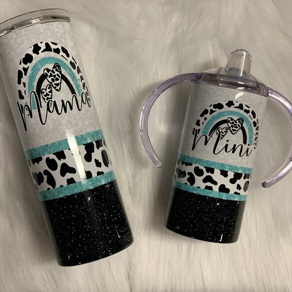 DIGITAL DOWNLOAD Only Turquoise Teal Glitter Cow Mommy and Me Tumbler ...