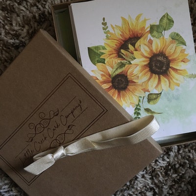 Watercolor Vintage Sunflower Floral Notecards 12 Note Card Gift Set ...