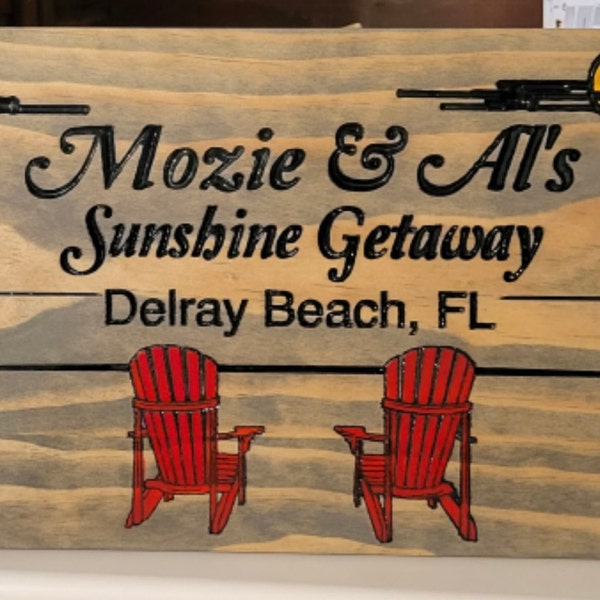 Custom V-carved Wood Beach Sign | Personalized Coastal Family Name Sign ...