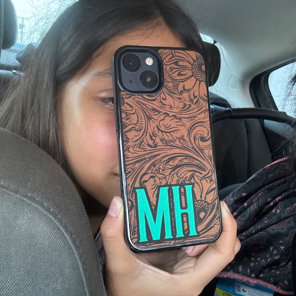 Western Sunflower Tooled Initial Phone Case - Etsy