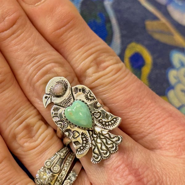 Marcasite in Agate Ring, Sterling Silver,big Ring,southwestern Style,artisan Created, Bohochic ...