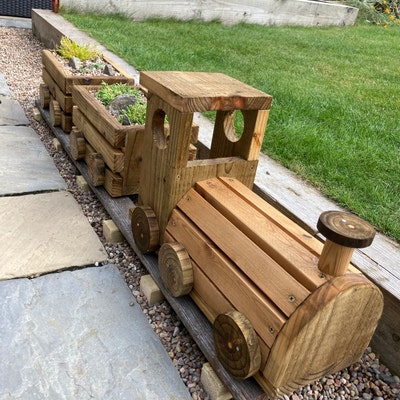 Beautiful Outdoor Wooden Train Planter, Perfect Gift for the Garden at ...