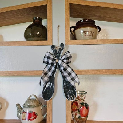 Two Buffalo Check & Jute Farmhouse Vases With Greenery - Etsy