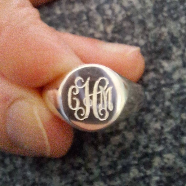 Monogram Signet Ring in Solid Sterling Silver • Custom Minimalist ...