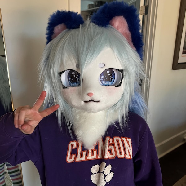 Kig Fursuit Head Cat Furry Head With Lolita Clips, Kig Kemono Fursuit ...