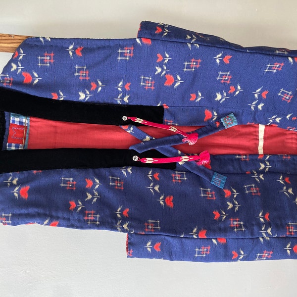 Japanese Raincoat Fabric Ama Coat Fabric Silk Stripes Colour Red and ...