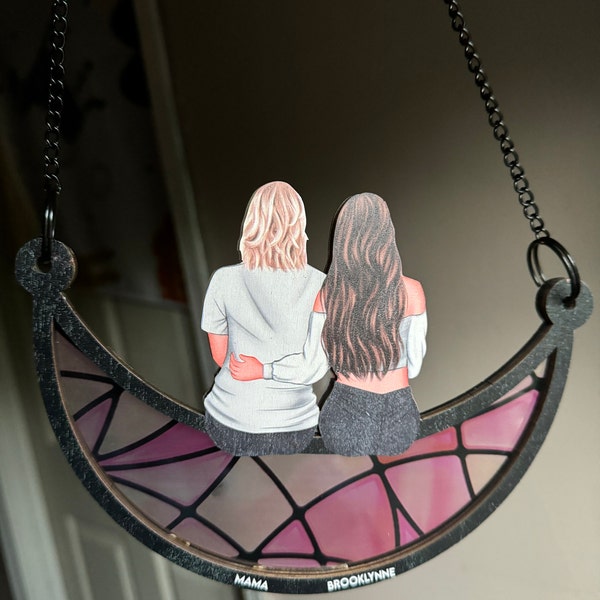 Personalized Window Hanging Suncatcher, Custom Mom & Daughter, Mothers ...