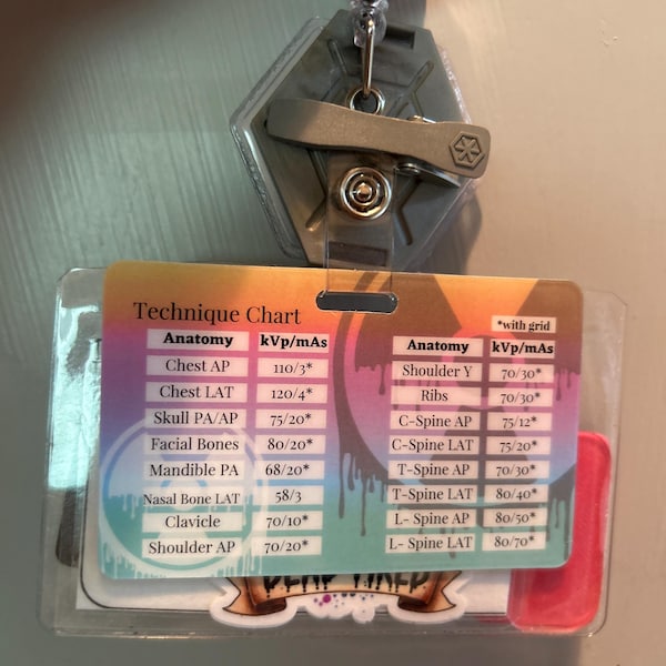 Xray Technique Card - Xray Mas and Kvp Chart - Radiology Technique ...
