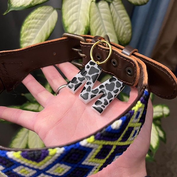 Cow Print Letter Keychain L Resin Keychain L Animal Print L ...