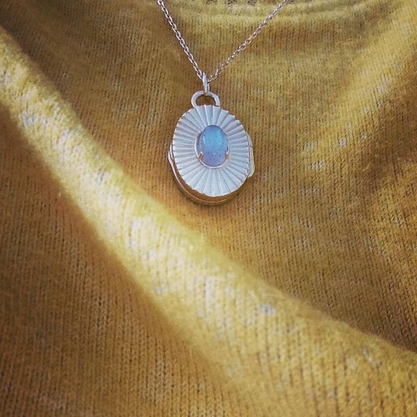 Moonstone Locket Necklace • Customized Gold Locket • Moonstone Necklace ...