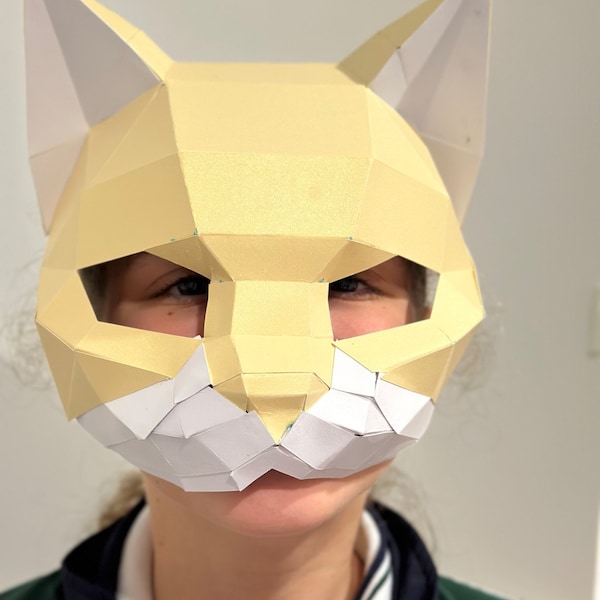 CAT MASK-2 Low Poly Animal Papercraft PDF Template - Etsy
