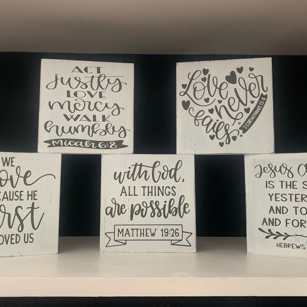 Mini Bible Verse Sign, Scripture Sign, Religious Sign, Shelf Sitter ...