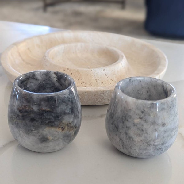 Marble Coffee Cup Set of 2, Natural Stone Espresso Cup Set, Coffee ...