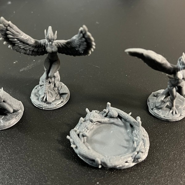 Lot of 3 Harpies Harpy Bird Monsters Mini Miniature Figure 3D Printed ...