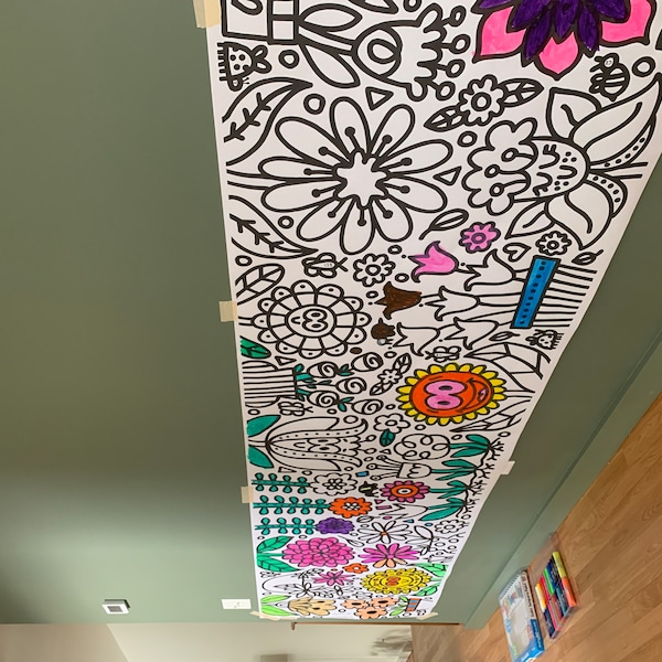 GIANT 10-foot FLOWER Coloring Page Banner | Coloring Poster | Garden ...