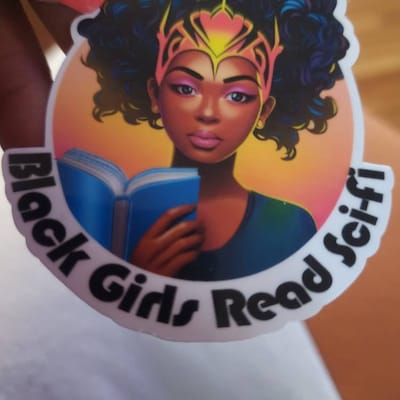 Black Woman Peeking Around a Book, Black Girls Read Too Sticker, Black ...