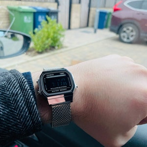 Casio Watch Modified Custom Casio Mod Vintage Stealth Black Digital ...