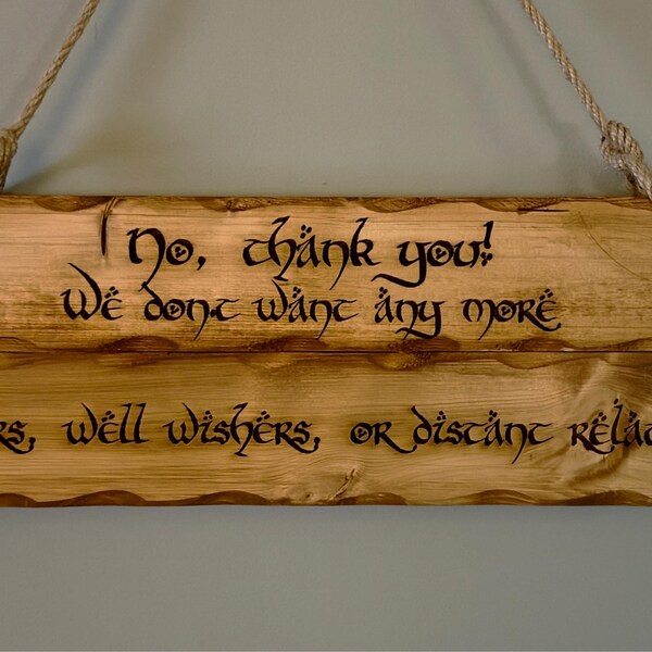 A Long Expected Party Sign Pyrography Wood Burning Jute Rope Interior ...