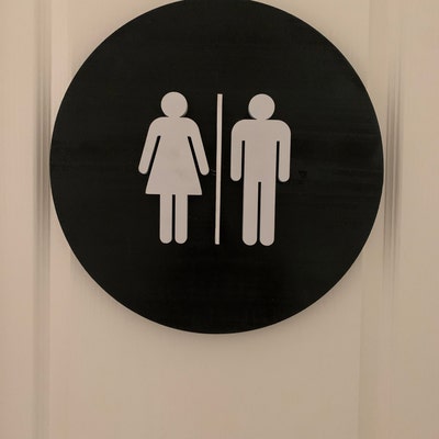 Set of 2 Bathroom Sign People Wood Cutouts 7 Color Options Laser Cut ...