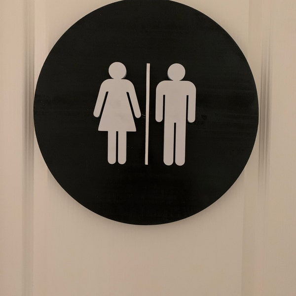 Set of 2 Bathroom Sign People Wood Cutouts 7 Color Options! Laser Cut ...