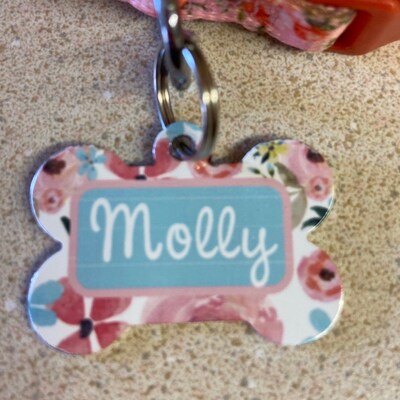 Personalized Dog Tag, Floral Dog Tag, Girl Dog Tag, Flower Dog Tag, Pet ...