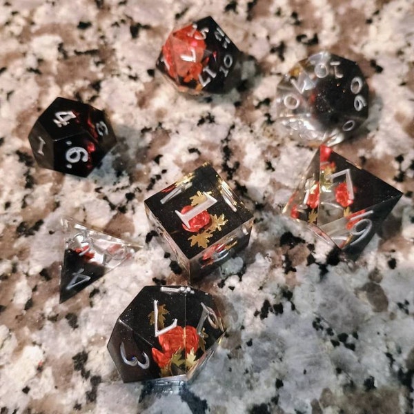 Dnd Dice "darkness" Set, Full Set Sharp Edge Dice, TTRPG Dice, D&D Dice ...