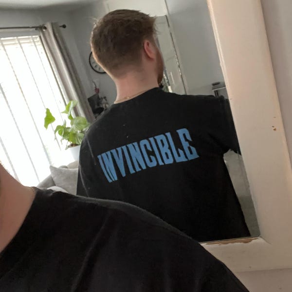 Blue Logo Invincible Graphic T-shirt, Back and Front Print, Superhero ...