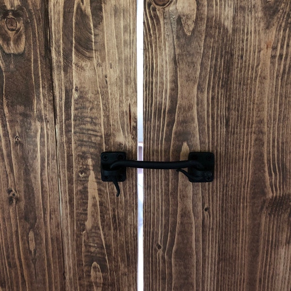 4 Inch EYE & HOOK BOLT Lock Cast Iron Black Powder Coated Gate Barn ...