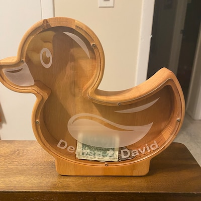 Personalized Cute Animal Duck Wood Piggy Bank, Handcrafted Owl Coin ...