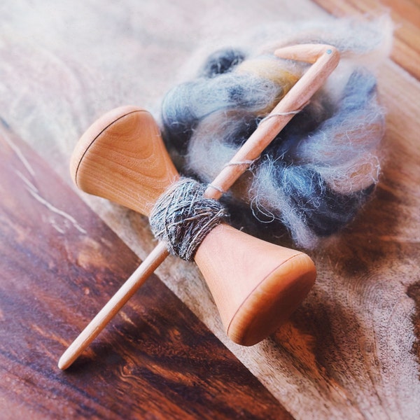 Hand Carved Basque Drop Spindle: Wild Cherry & Maple Txoatile - Etsy UK