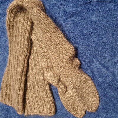 FUZZY MOHAIR Hand Knitted Denim Melange Gaiters LEGWARMERS Legging ...