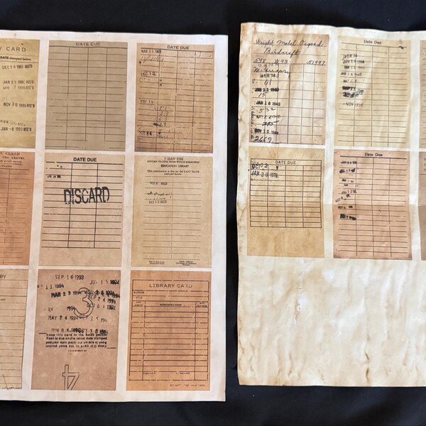 Vintage Library Card Printable | Retro Checkout Cards for Journals ...